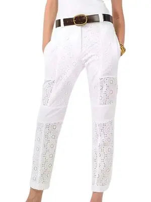 Barbara Bui Broderie Anglaise Straight Leg Trousers - White