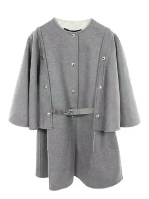 LOUIS VUITTON Cape-sleeve Belted Coat - Grey
