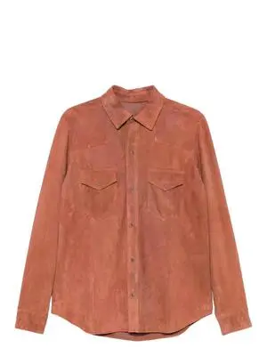 Eleventy Suede Flap-pocket Shirt - Brown