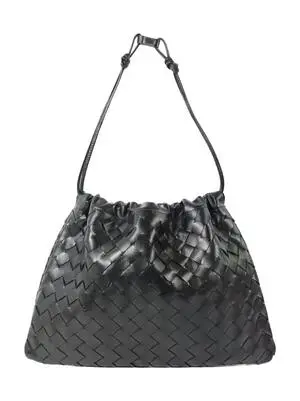 BOTTEGA VENETA Bottega Veneta Black Leather Intrecciato Shoulder Bag