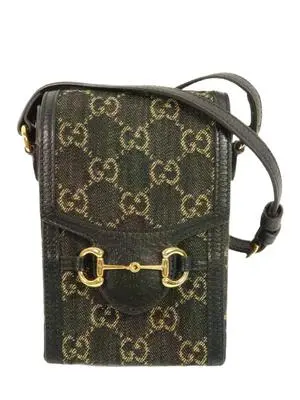 Gucci Mini Horsebit 1955 Gg Supreme Canvas Shoulder Bag - Black