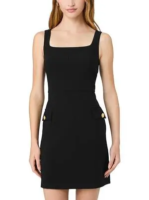 French Connection Azra Sleeveless Square Neck Mini Dress With Flap Pockets - Black