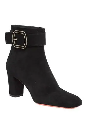 Santoni Suede Ankle Boots With Maxi Buckle Detail - Black