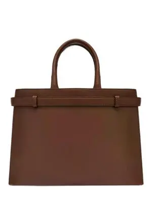 LANCEL Faubourg Stud-embellished Leather Tote Bag - Brown