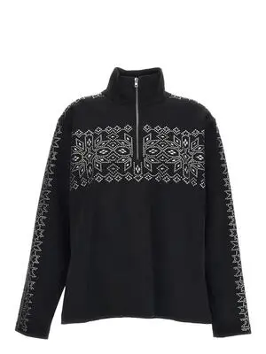 IRIE' Irie Crystal Embellished Geometric Half-zip Sweater - Black