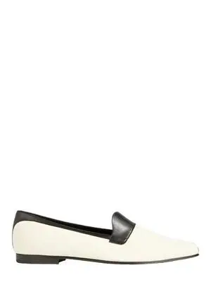 Khaite Leather-trimmed Canvas Loafers - Neutrals