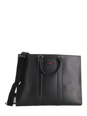 Gucci Convertible Soft Web Open Leather Tote Bag - Black