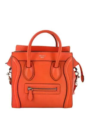 Celine Grainy Leather Nano Luggage Bag - Orange