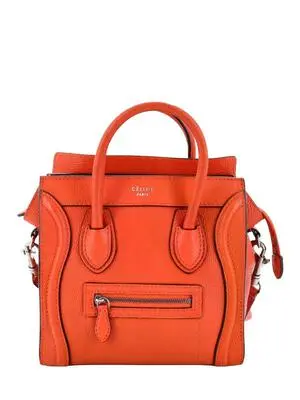 Celine Grainy Leather Nano Luggage Bag - Orange
