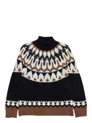 ERMANNO FIRENZE Fair Isle Intarsia High-neck Knit - Blue