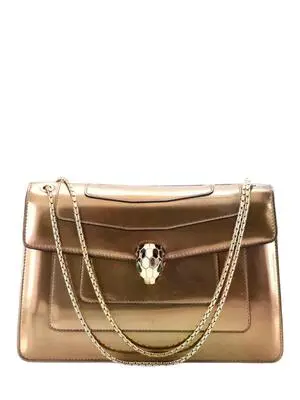BVLGARI Serpenti Forever Patent Medium Shoulder Bag - Gold