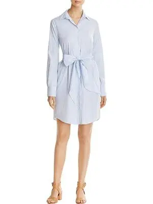 Max Mara Striped Cotton Poplin Shirt Dress - Light Blue