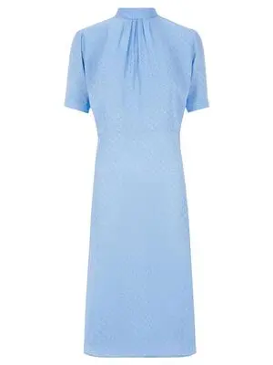 Givenchy Monogram-jacquard Silk Midi Dress - Blue