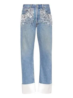 Miu Miu X Levi's Embellished Denim Jeans - Blue