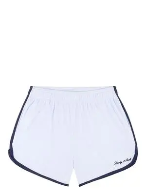SPORTY & RICH Signature Logo Terry Shorts - Blue