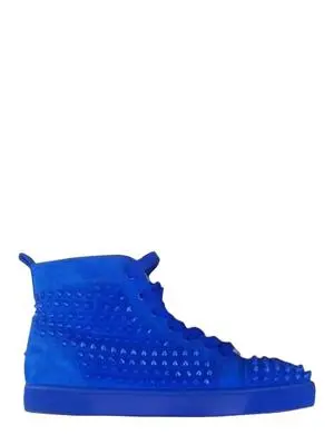CHRISTIAN LOUBOUTIN Louis Flat Calf Spikes High Top Sneakers - Blue