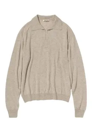 Auralee Super Fine Cashmere Silk Knit Skipper Polo - Cream