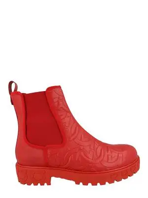 FERRAGAMO Embossed Logo Chelsea Boots - Red