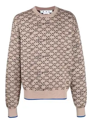 Off-White Monogram Allover Knit Crewneck - Tan