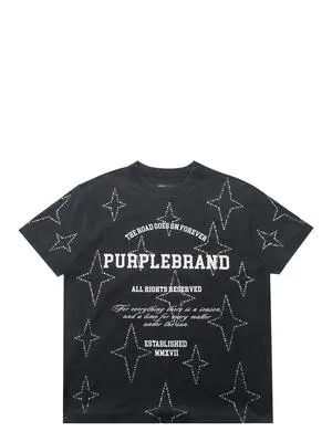 PURPLE BRAND Textured Jersey T-shirt With Star Embellishments - Black