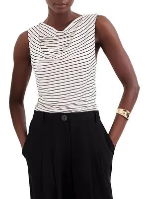 Mint Velvet Sleeveless Cowl Neck Stripe Top - Ivory