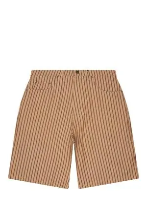 PLEASURES Striped Casual Shorts - Brown