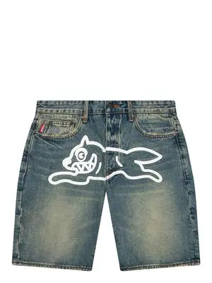 ICECREAM Berry Yogurt Graphic Denim Shorts - Blue