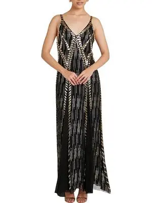 TEMPERLEY LONDON Viola Strappy Embellished Maxi Dress - Black