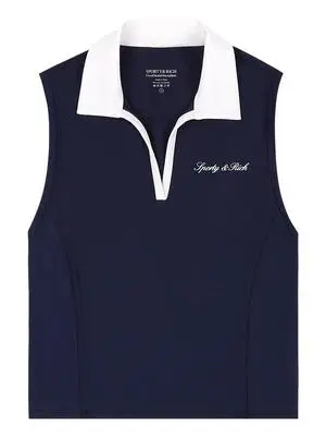 SPORTY & RICH Signature Logo Sports Polo Vest - Blue