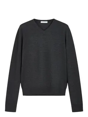 THE ROW V-neck Long Sleeve Top - Grey