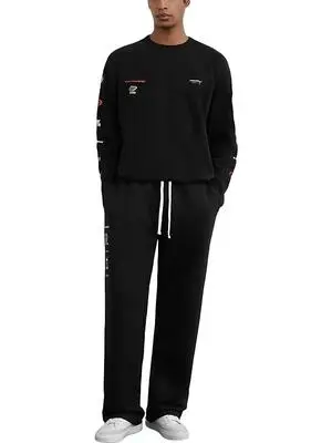 REISS Born Racers Logo Waffle Sweatshirt - Black