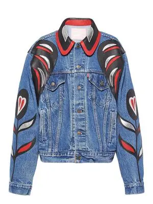 Miu Miu X Levi's Denim And Nappa Leather Trucker Jacket - Blue