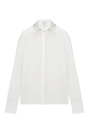 Alexander McQueen Floral Embroidery Silk Shirt - Ivory