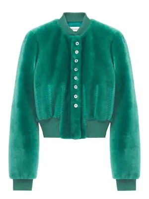 Alexander McQueen Shearling Bomber Jacket - Blue