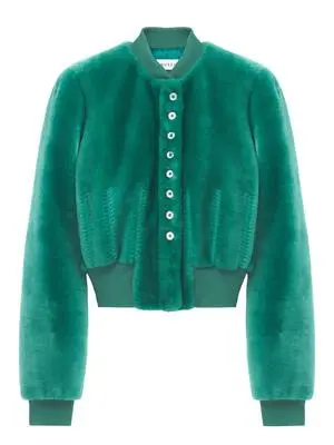 Alexander McQueen MCQUEEN Shearling Bomber Jacket Blue