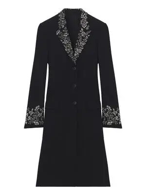Alexander McQueen Floral Embroidery Coat - Black