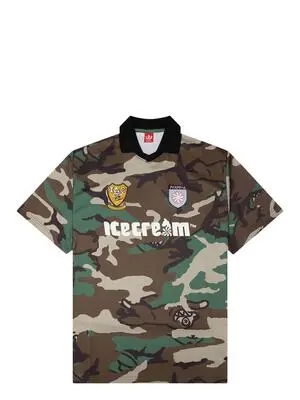 ICECREAM Camouflage Short Sleeve Knit Polo - Green