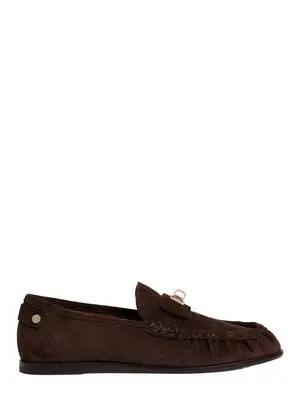 Sandro Suede Loafers With Metal Clasp - Brown