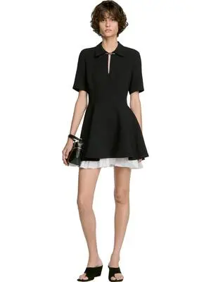 Sandro Skater Dress With Contrasting Layered Effect - Black