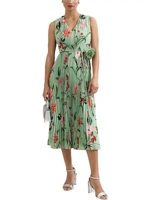 PHASE EIGHT Phase Eight Simara Floral Pleated Midi Dress Green