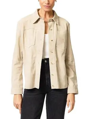 Central Park West Suede Overshirt - Light Beige