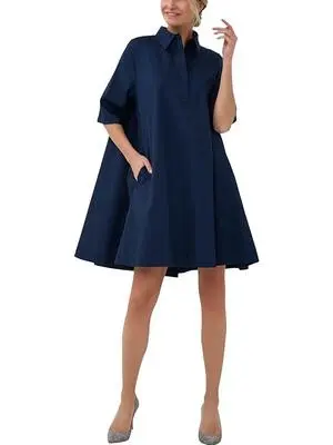 MARIELLE STOKKELAAR Laetitia Egyptian Cotton Shirt Dress - Navy