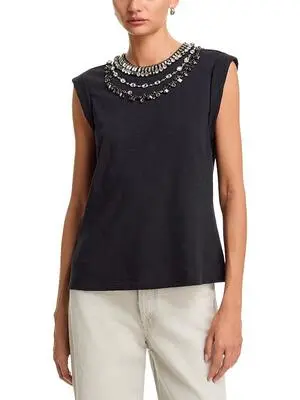 Cinq À Sept Cinq A Sept Embellished Layered Necklace T-Shirt Black