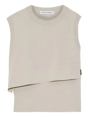 Alexander Wang Layered Cotton Jersey Tank - Mushroom