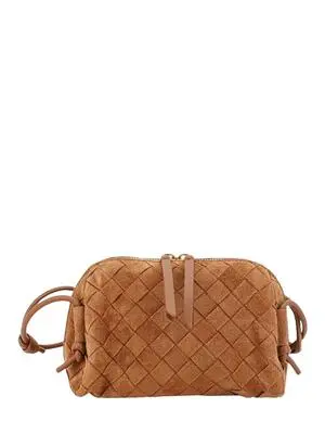 Bottega Veneta Suede Intrecciato Pochette Concert Bag - Beige