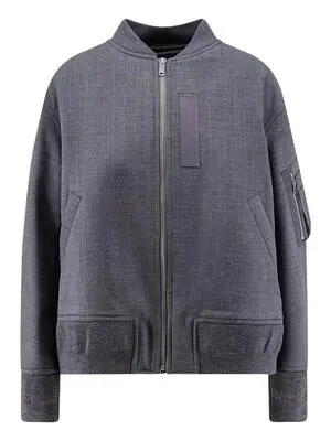 SEMICOUTURE Virgin Wool Blend Bomber Jacket - Grey