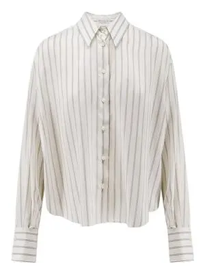 Brunello Cucinelli Striped Silk Shirt - White