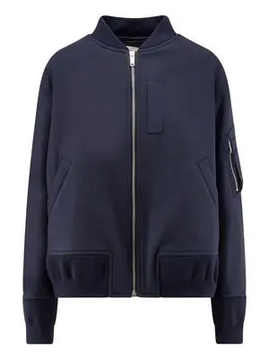 SEMICOUTURE Virgin Wool Blend Bomber Jacket - Blue