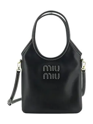 Miu Miu Ivy Leather Top Handle Bag - Black