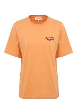 Maison Kitsuné MAISON KITSUNÉ Embroidered Logo Cotton T-Shirt Orange